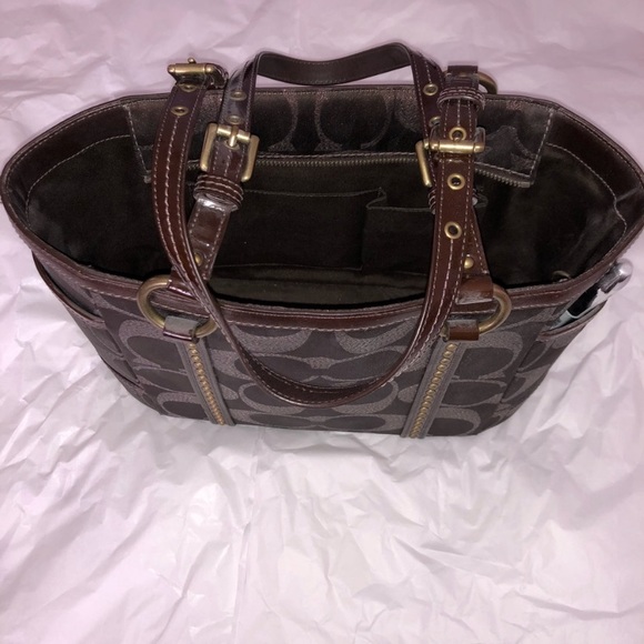 Coach | Bags | Coach Authentic 67681505 Chocolate Brown Studded Tote ...